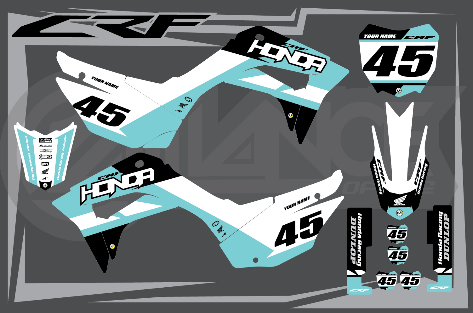 Graphics Kit for HONDA CRF110F CRF110 2019 2020 2021 2022 2023 Teal ...