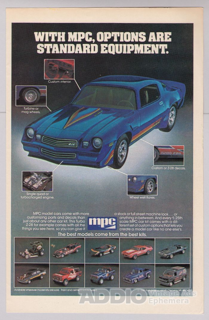 Turbo Z-28 MPC model kit PRINT AD muscle car Z28 hot rod '80s vintage ...
