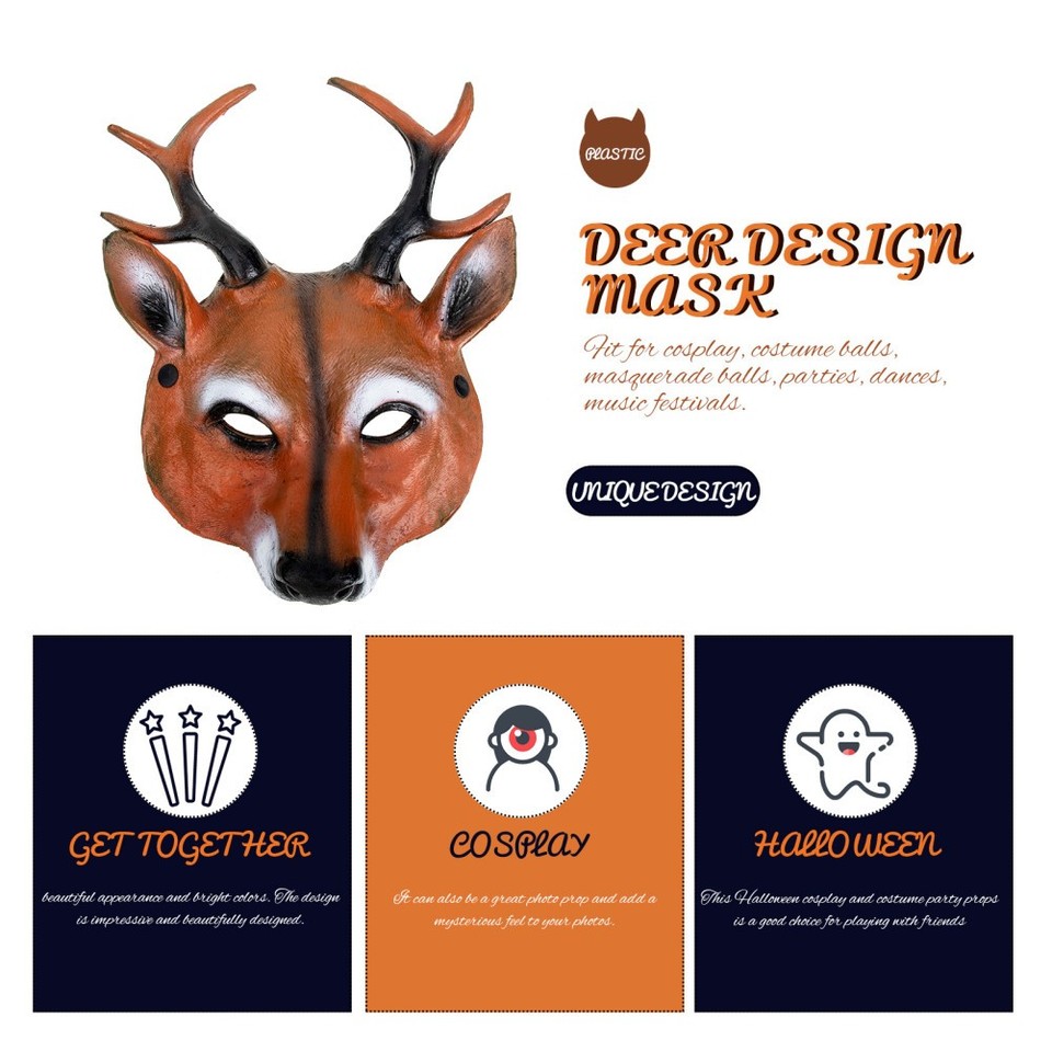 Adorable Animal Mask Halloween Deer Mask Party Cosplay Prop Novelty ...