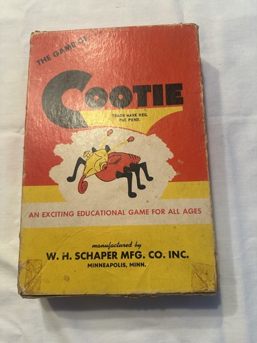 Vintage 1949 The Game of Cootie Build A Bug Original Box Missing Pieces ...
