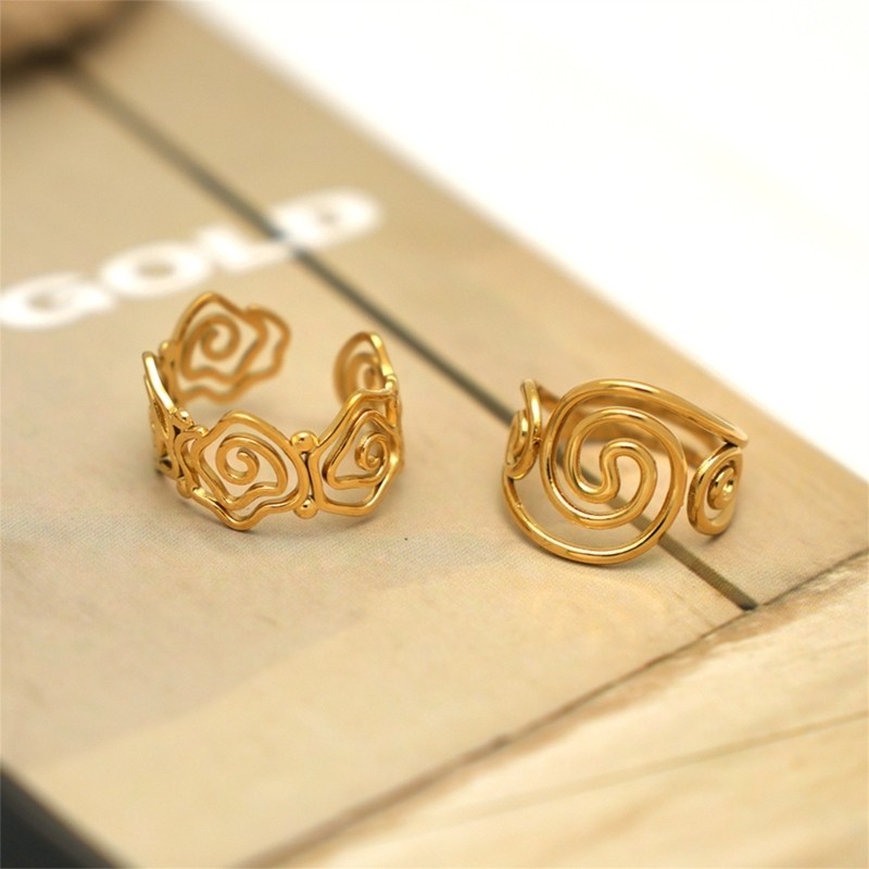 Curved Ring Gold Plated Stainless Steel Jewelry Finger Accessories Gift ...