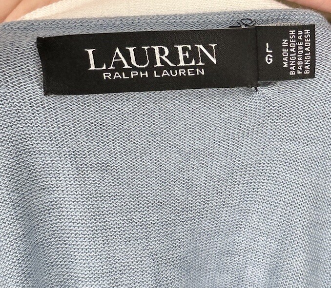 Lauren Ralph Lauren NWT Blue Button Up Sweater Women’s Size L | eBay