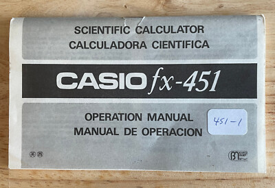 Vintage Casio FX-451 SOLAR POWER Scientific Calculator MANUAL (1) | eBay