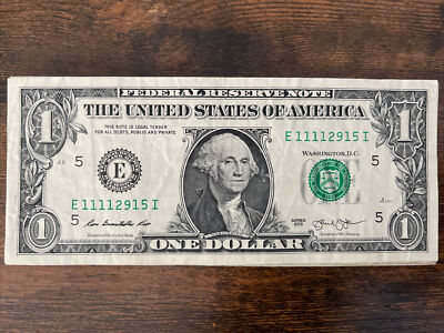 SOLID FIRST QUAD 1111 FIVE of a KIND in $1 Dollar Bill, FANCY SERIAL ...