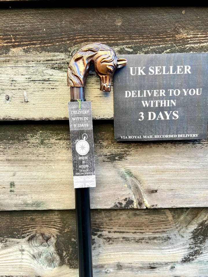 Horse Handle Elegant Sturdy Black Colour Foldable Wooden Walking Stick ...