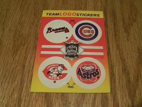 BRAVES CUBS REDS ASTROS 1991 FLEER BASEBALL TEAM LOGO STICKER CARD | eBay