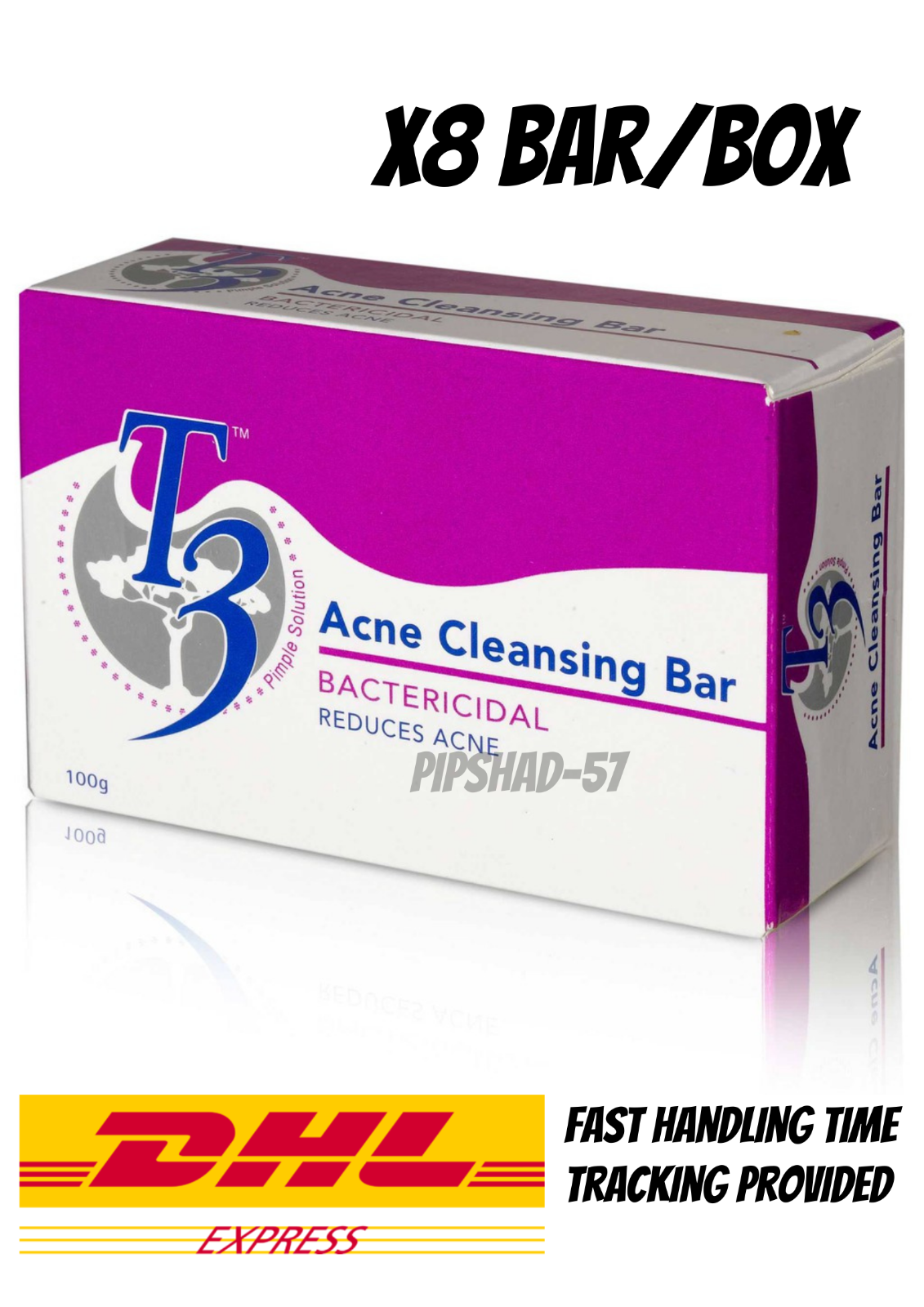 T3 Acne Cleansing Bar Soap Bactericidal Reduces Acne (100g x 8 Bar ...