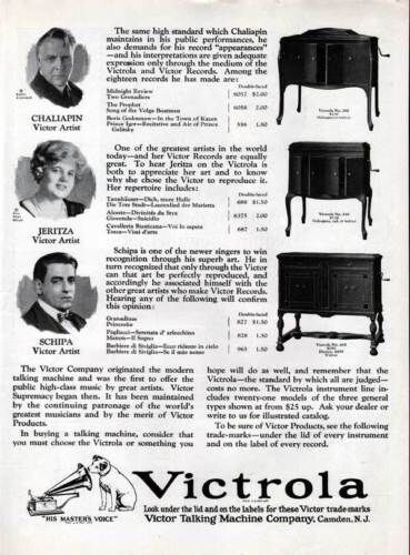 1924 VICTROLA PHONOGRAPH CHALIAPIN OPERA STAR RECORD PLAYER MUSIC AD ...