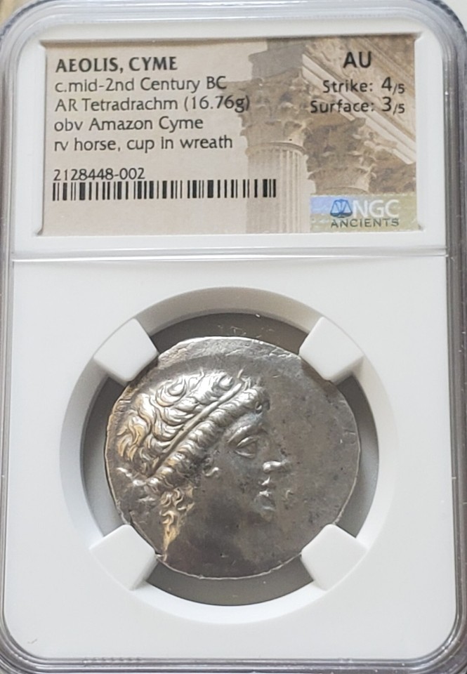 Aeolis, Cyme Tetradrachm Amazon & Horse NGC AU Ancient Silver Coin | eBay