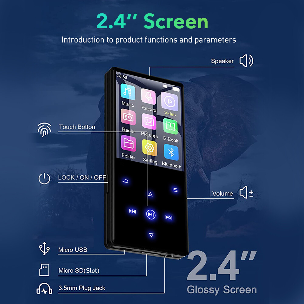 Portable 32G Bluetooth MP3 MP4 HIFI Video Music Player Sport FM Radio ...