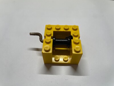 Lego 1 x yellow jaune String Reel Winch w/ Metal Handle (Black Drum ...