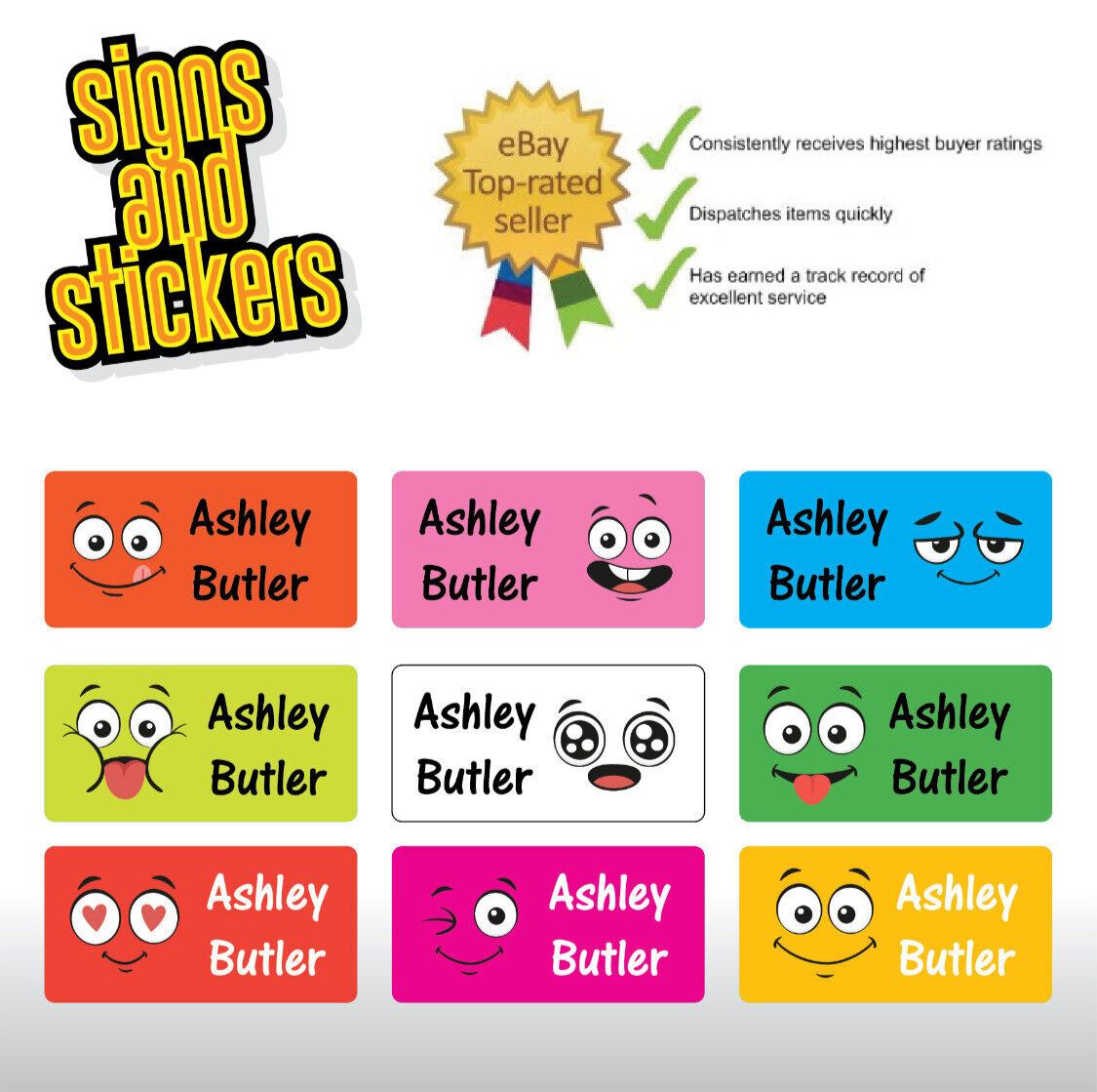 60 Personalised Kids Childrens Name Stick On Stickers Labels School ...