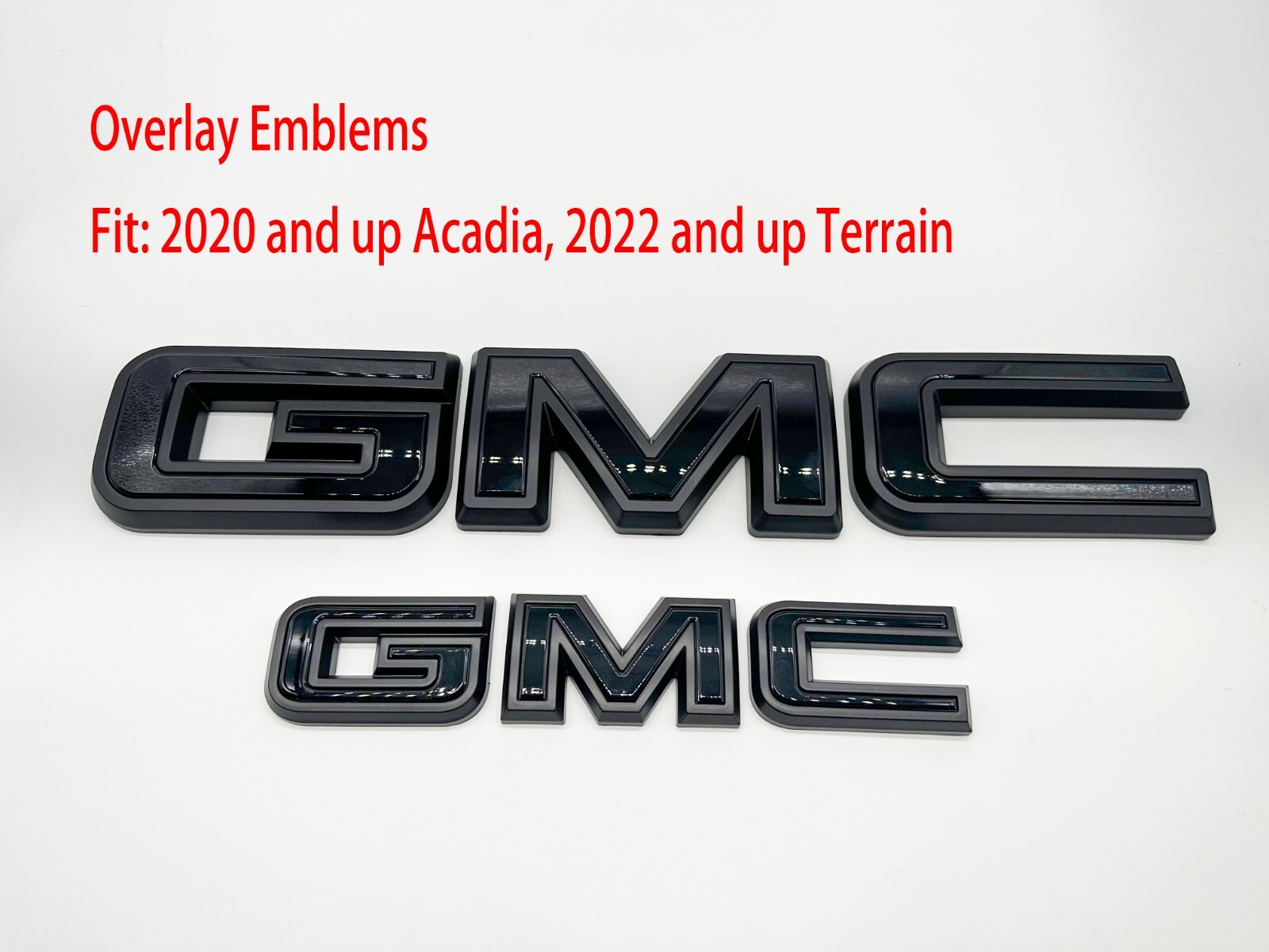 Front & Rear GMC Black Matte Black OVERLAY Emblem Badge Fit GMC Acadia ...