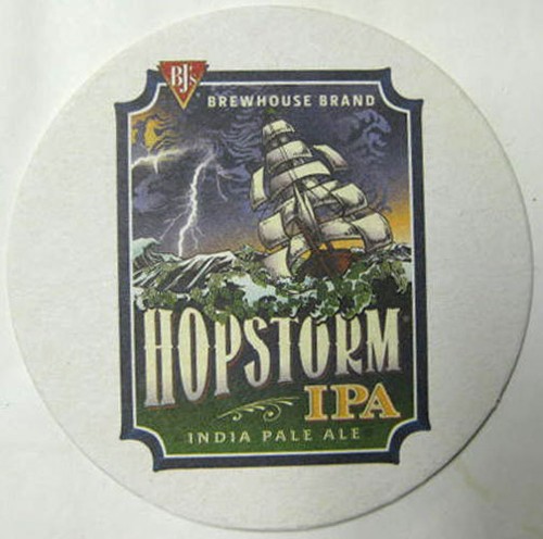 BJ's BREWHOUSE HOPSTORM IPA INDIA PALE ALE Beer COASTER Mat Brea ...