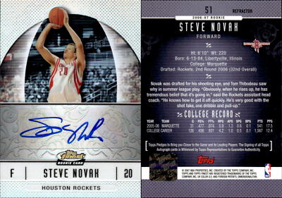 2006-07 Finest Rookie Autographs Refractors #51 Steve Novak D - NM-MT ...