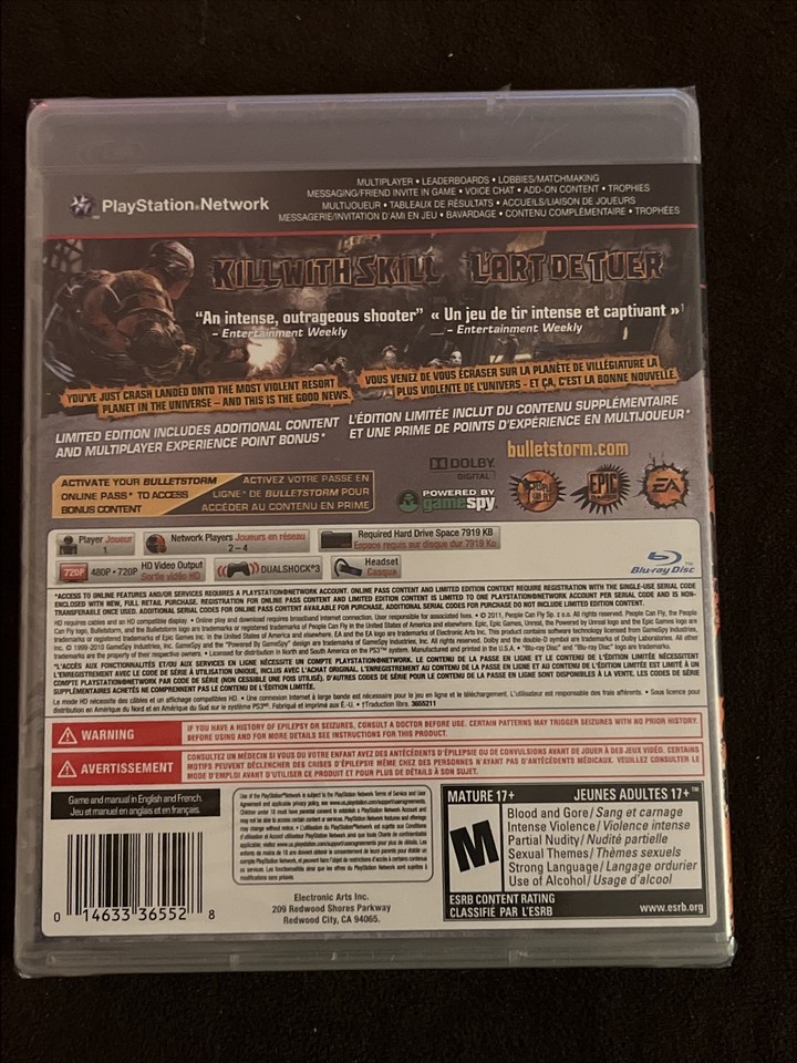 Bulletstorm Limited Edition PS3 Playstation 3 - Canadian Cover! - New 📀 ...