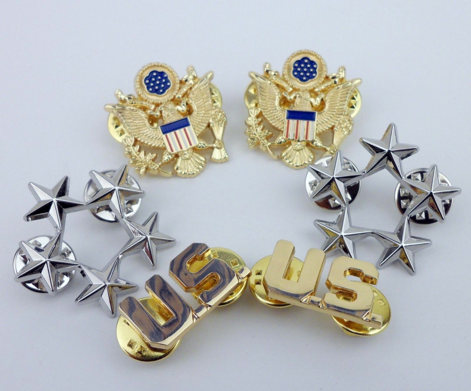 Set WWII US Army Officer 5 Stars General Rank Badges eagle US Pin ...