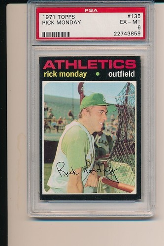 RICK MONDAY OAKLAND ATHLETICS A'S TOPPS 1971 #135 PSA 6 GRADED BASEBALL ...