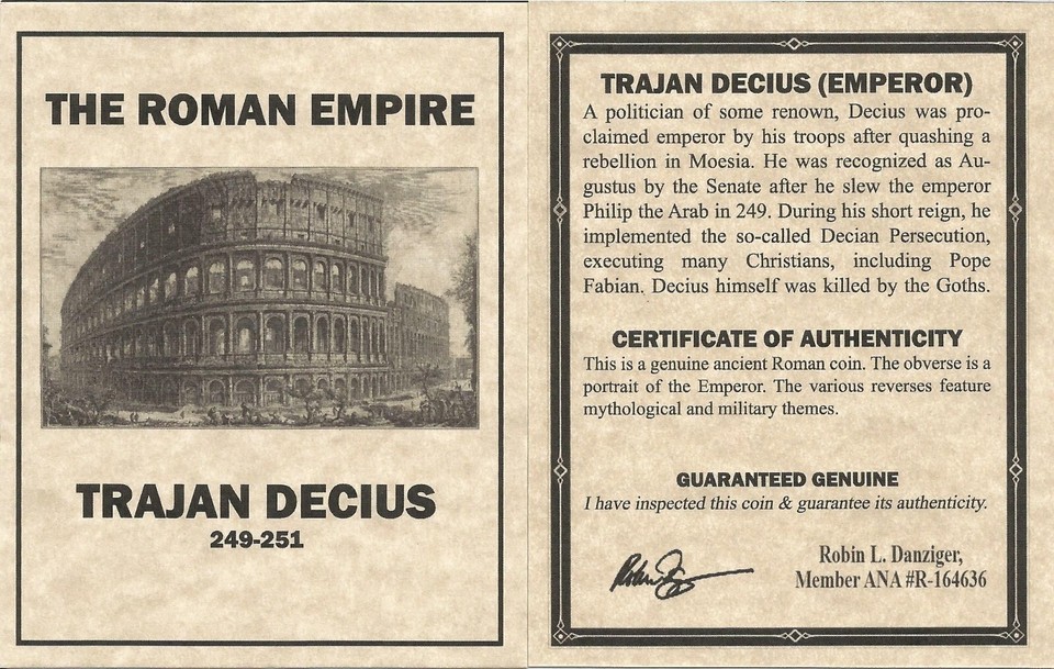 NGC XF Trajan Decius Antoninianus Roman Silver 1st Christian ...