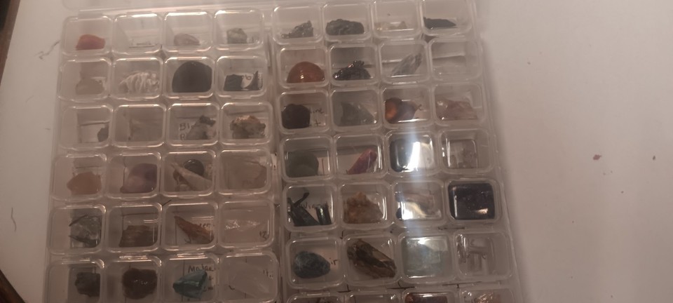 crystal rock Gemstone mineral Lot Collection With 56 Grid Organizer | eBay