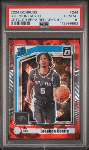 2024 Donruss #244 Stephon Castle Optic RR Preview Red Cracked Ice PSA ...