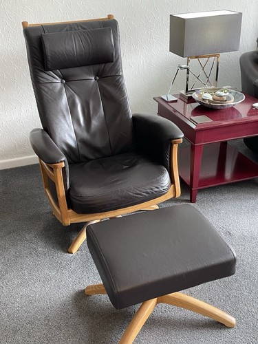 Ercol Leather Gina Swivel Reclining Chair With Footstool. Brown | eBay UK
