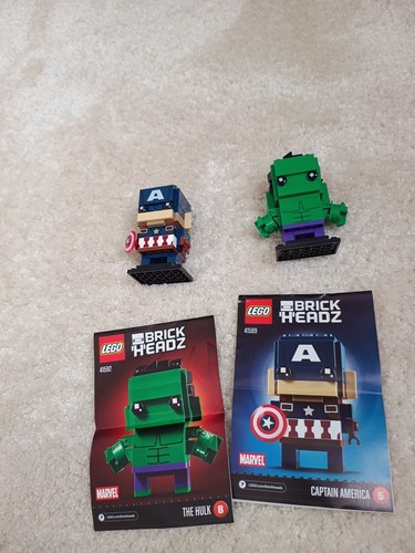 Lego Brick Heads Hulk 41592 and Captain America 41589 Brickheadz | eBay