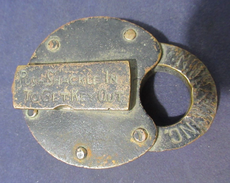 Antique Heavy Solid Metal Lock Locker, Railroad? Train? | eBay