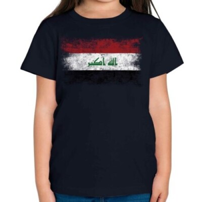 IRAQ DISTRESSED FLAG KIDS T-SHIRT TOP AL-'IRAQ IRAQI ÎRAQ SHIRT ...