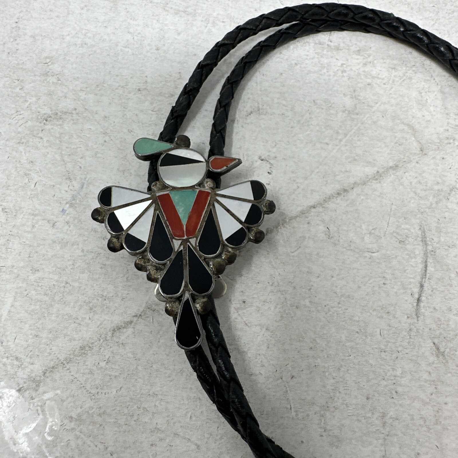 Zuni Native American Indian Bolo Inlay Sterling Silve… - Gem