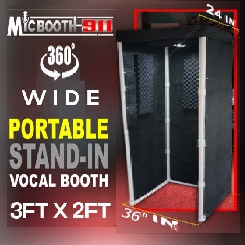 MICBOOTH-911 WIDE 3' x 2' / Portable Stand-In Vocal BOOTH W/ Light | eBay