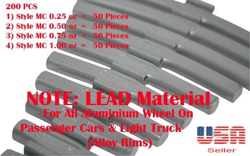 200 Pcs Lead CLIP ON WHEEL WEIGHTS MC STYLE 0.25 0.50 0.75 1.00 oz | eBay