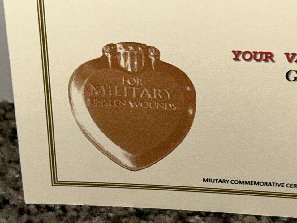 UNSEEN WOUNDS MEDAL - BLEEDING HEART COMMEMORATIVE CERTIFICATE~W ...