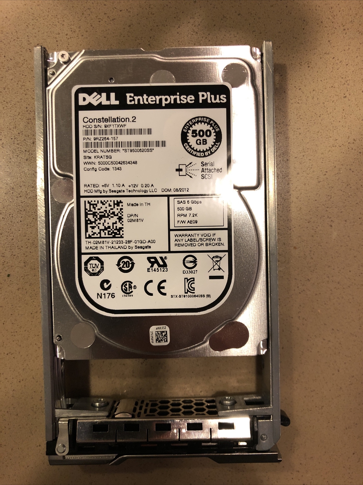 Dell 500GB Constellation.2 7.2K 6Gbps SAS 2.5 HDD 55RMX ST9500620SS ...