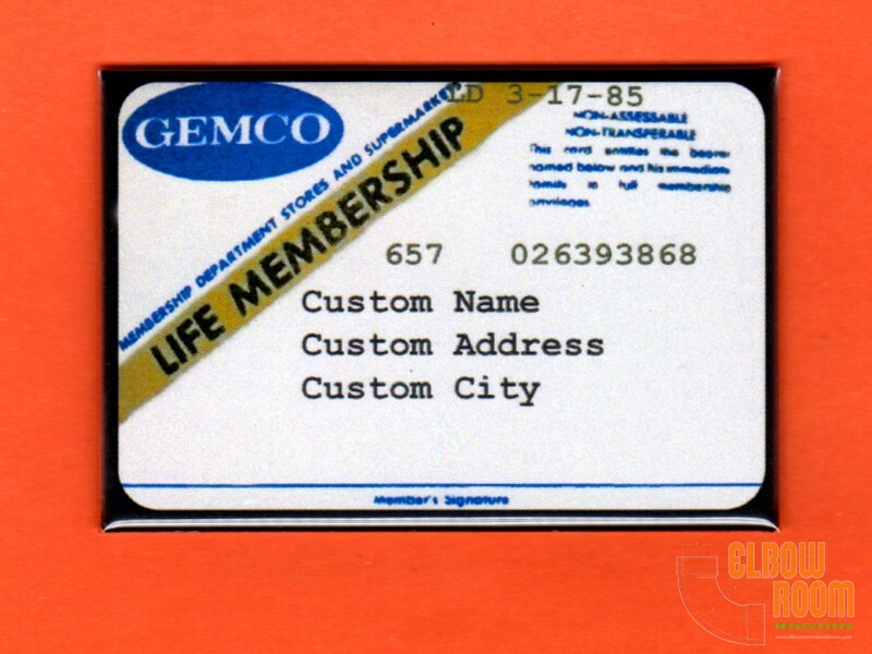 Custom vintage Gemco membership card 2x3" fridge magnet ANY NAME ...