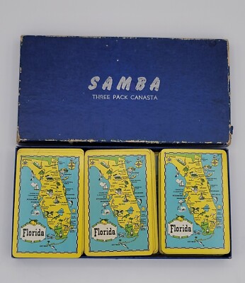 Vintage Playing Cards Samba Canasta 3 Original Decks Florida Complete ...