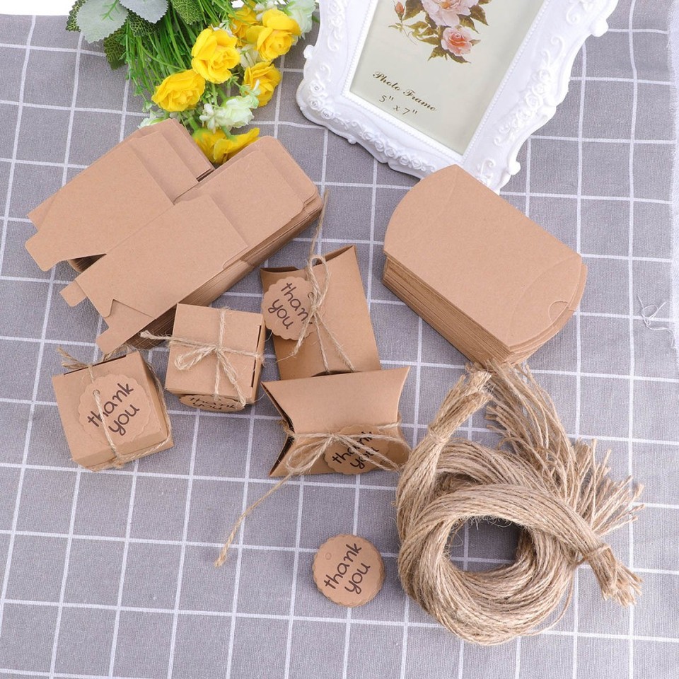 20pcs Creative Thank You Candy Boxes Kraft Paper Packaging Gift Treats ...