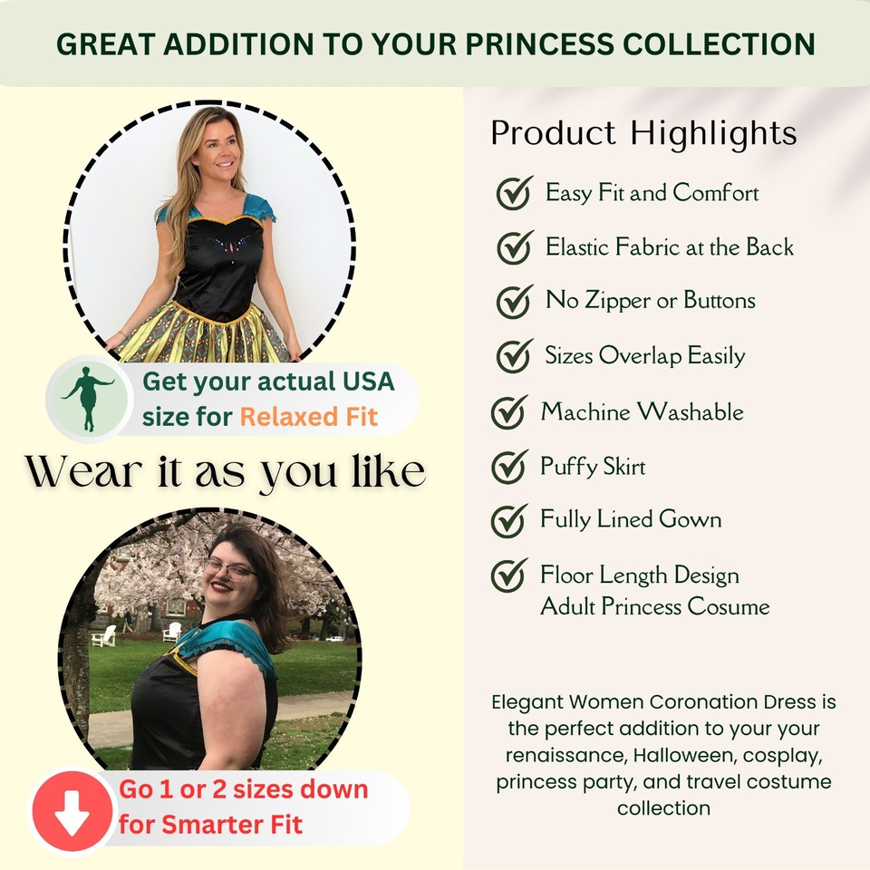 Women Adult Anna Frozen Halloween Costume Dress Up US Size L | eBay