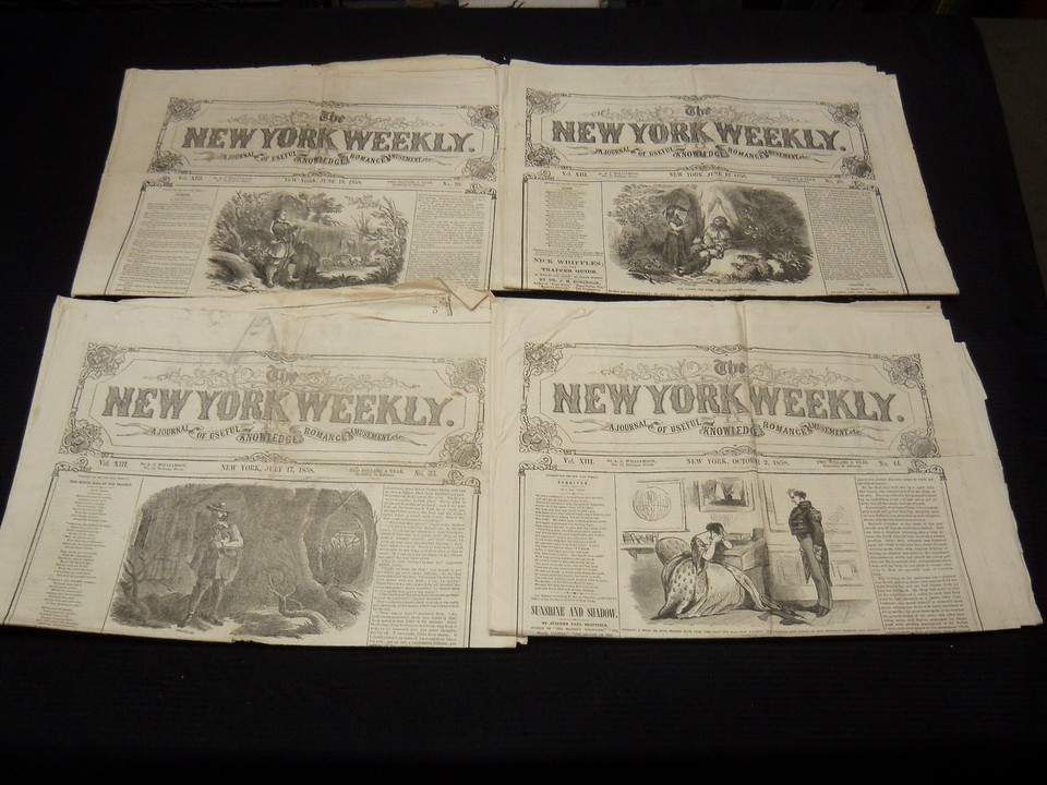 1858 THE NEW YORK WEEKLY NEWSPAPER LOT OF 18 ISSUES - NICE ILLUS. - NP ...