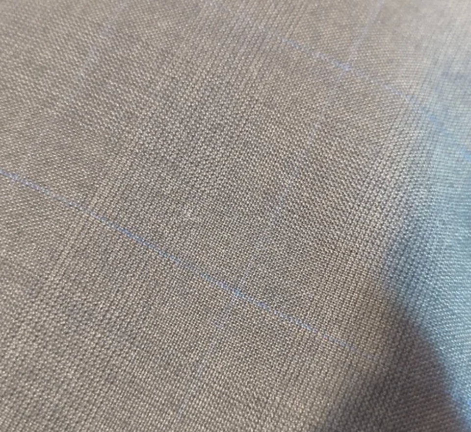 Coppley Two-Piece Wool Suit Gray w Light Blue Windowpane, Pants: 36x28 ...