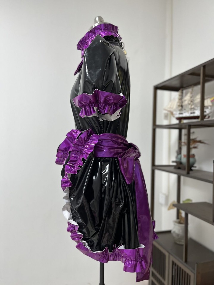 French Maid Sissy Lockable Black PVC Dress Cosplay Costume Tailor-made ...
