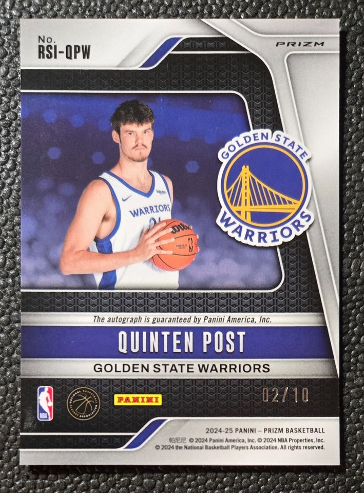2024-25 Panini Prizm * QUINTEN POST ROOKIE SIGNATURES GOLD PRIZM AUTO ...