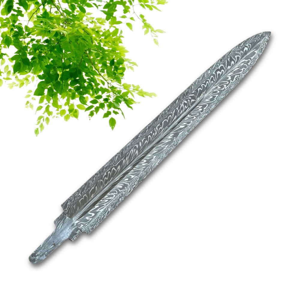 Dagger Knife Blank Blade Damascus Steel Double Edged Knife Blade Blank ...