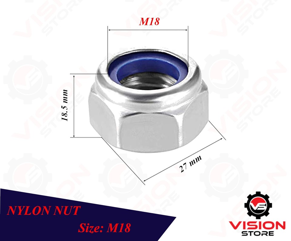 M18 (18 mm) BOLTS AND NYLON NUTS + 2x WASHERS FULLY THREADED SCREWS SET ...