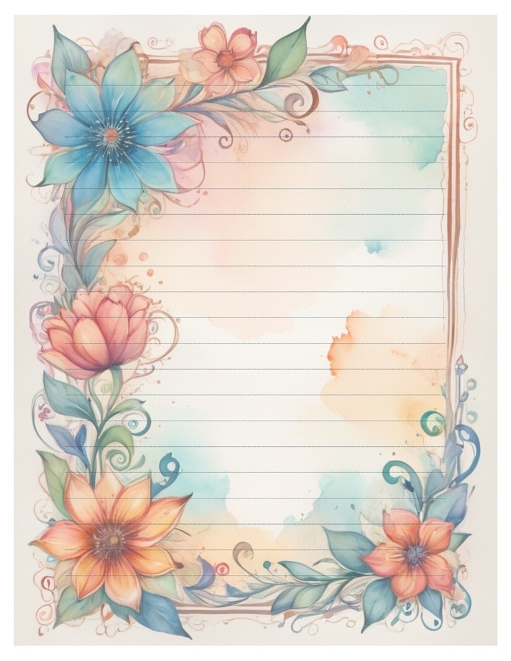 WHIMSY -25 Sheets Watercolor Design Decorative Paper Letter Writing ...