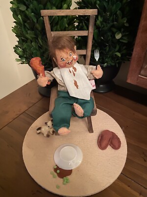 vintage annalee. 7" 1994 boy eating turkey, yawning, making a mess in ...