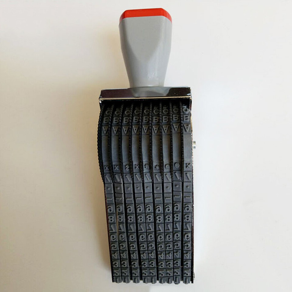 12 Digit Alphabet Rolling Rubber Stamp Letter Number Emboss ...