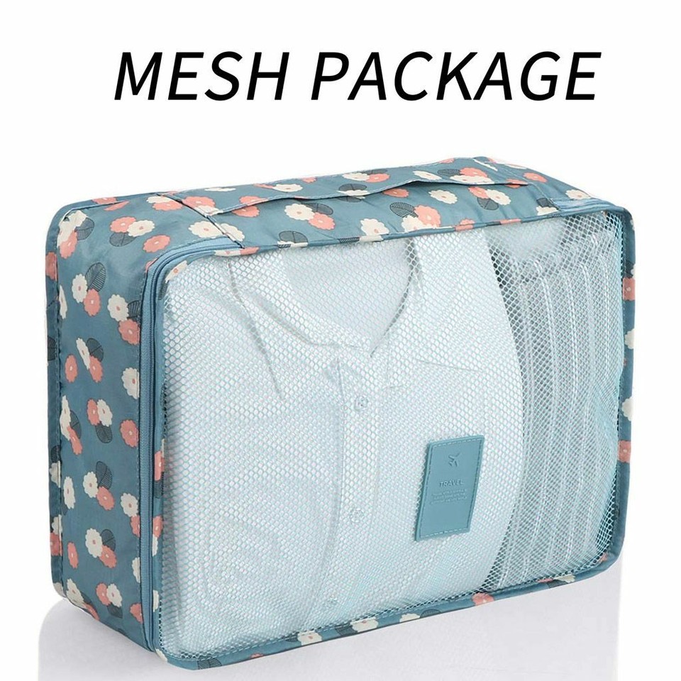 6PCS Foldable Packing Cubes Set Travel Storage Bags Suitcase Luggage ...
