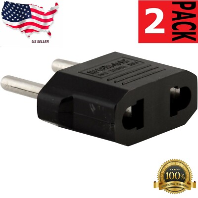 2 x European Euro EU to US USA Travel Wall Power Plug Outlet Converter ...
