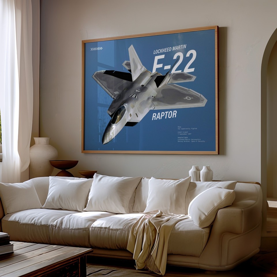Lockheed Martin F-22 Raptor Poster Military Jet Wall Art 12X16/16X20 ...